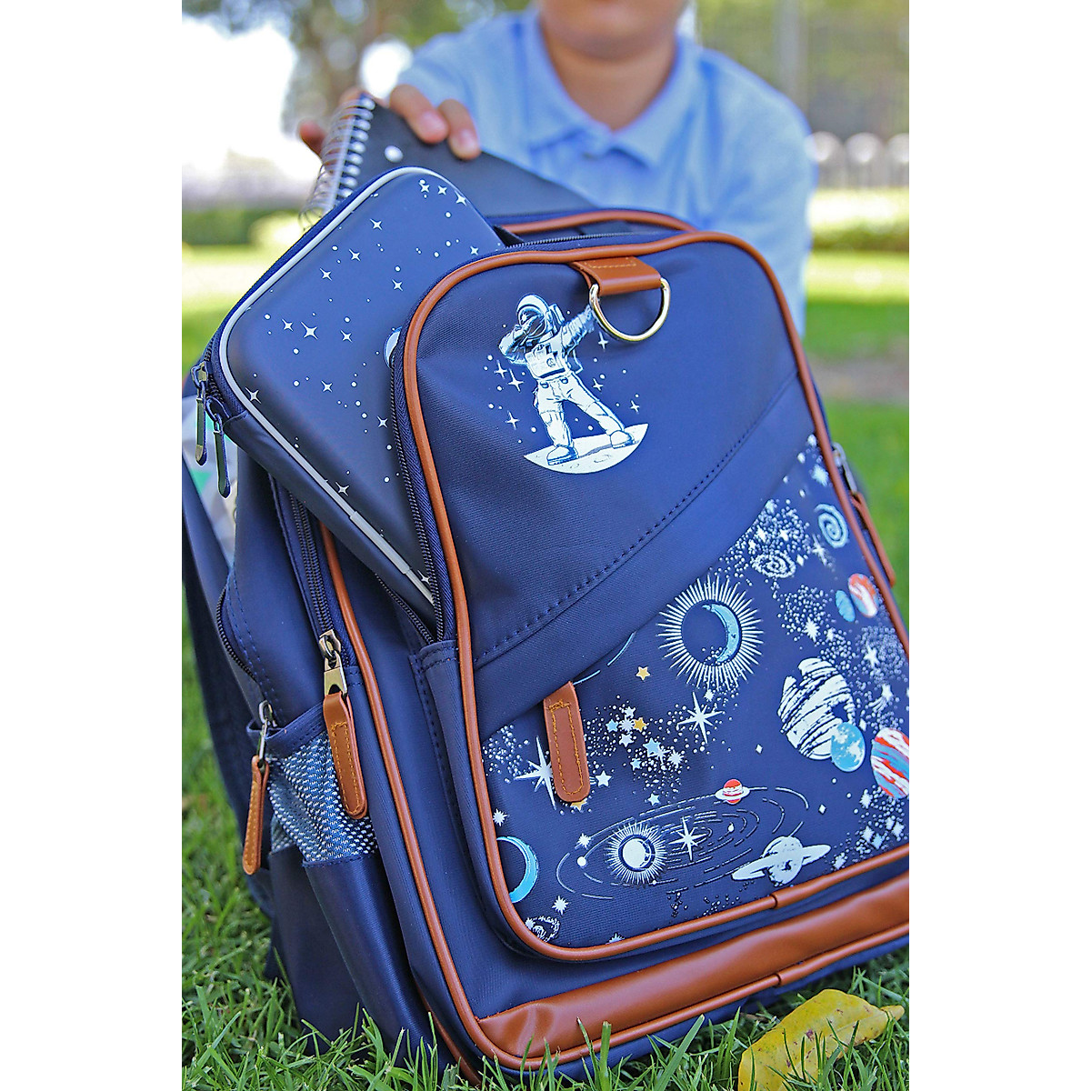 School Backpack 15" with Laptop Sleeve | Kids Galaxy Space Book Bag Dabbing Spaceman Astronaut | Stars Rucksack Lightweight Water Resistant and Durable for Travel and Hiking