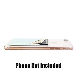 Obbii Metallic Gold PU Leather Card Holder for Back of Phone with 3M Adhesive Stick-on Credit Card Wallet Pockets for iPhone and Android Smartphones (Silver)