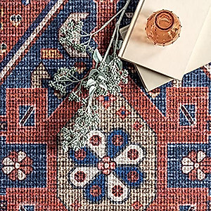 nuLOOM Stella Machine Washable Traditional Tribal Ultra Thin Area Rug, 8' x 10', Rust