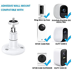2 Pack Adjustable Security Wall Mount for Ring Camera&Stick Up Cam Battery,Indoor Outdoor Mount Bracket for Arlo HD/2/3/4,Ceiling Mount Kit for Plug-in HD Security Cam,VHB Adhesive or Screw,No Drill