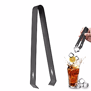 6.7 in Ice Tongs for Ice Bucket, Stainless Steel Ice Tongs with Teeth for Cocktails Metal Tongs Mini Serving Tools Bar Tongs Bar Tools Ice Sugar Cube Tongs Small Kitchen Tongs for Tea Coffee, Black