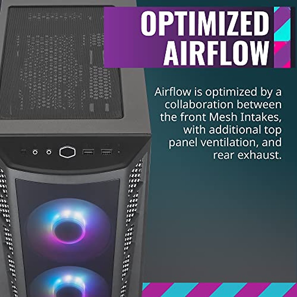 Cooler Master MasterBox MB320L ARGB Micro-ATX with Dual ARGB Fans, DarkMirror Front Panel, Mesh Front Intake Vents, Tempered Glass Side Panel & ARGB Lighting System