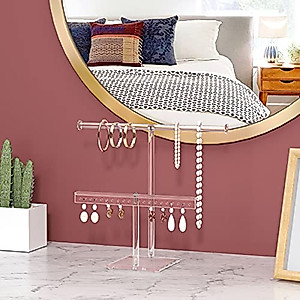 HIIMIEI Jewelry Stand Organizer 2 tier Acrylic tabletop Jewelry Tower Display for Necklaces Bracelets Earrings