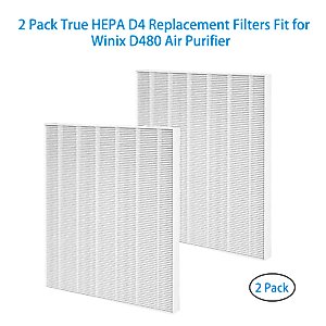 2 Pack True HEPA D4 Replacement Filters Compatible with Winix D480 Air Purifier, Item Number 1712-0100-00, Filter D4
