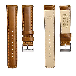 Ritche Genuine 18mm Leather Watch Band Classic Vintage Quick Release Leather Watch Strap (Toffee Brown), Valentine's day gifts for him or her