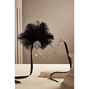 BABEYOND Women's Ostrish Feather Crystal Headband Feather Headband Flapper Headpiece 1920s