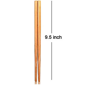 Luxxii 9.5" Natural Chinese Bamboo Wooden Chopsticks Set Reusable Classic Style Wood Chopsticks (5 Pairs)