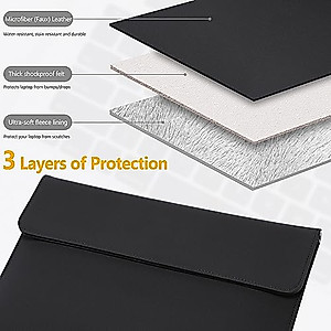 HYZUO 13.3-14 Inch Laptop Sleeve Case Compatible with MacBook Pro 14 M2/M1 Pro/Max A2779/A2442 2021-2023, MacBook Air 13 Inch 2010-2023, Faux Suede Leather Case with Accessory Bag, Black