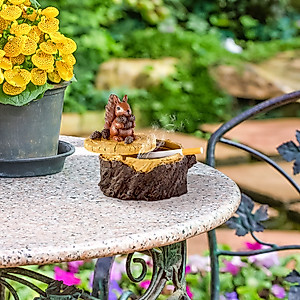 Grovind Outdoor Ashtrays for Cigarettes Cute Resin Squirrel Ashtray with Lid for Home and Garden