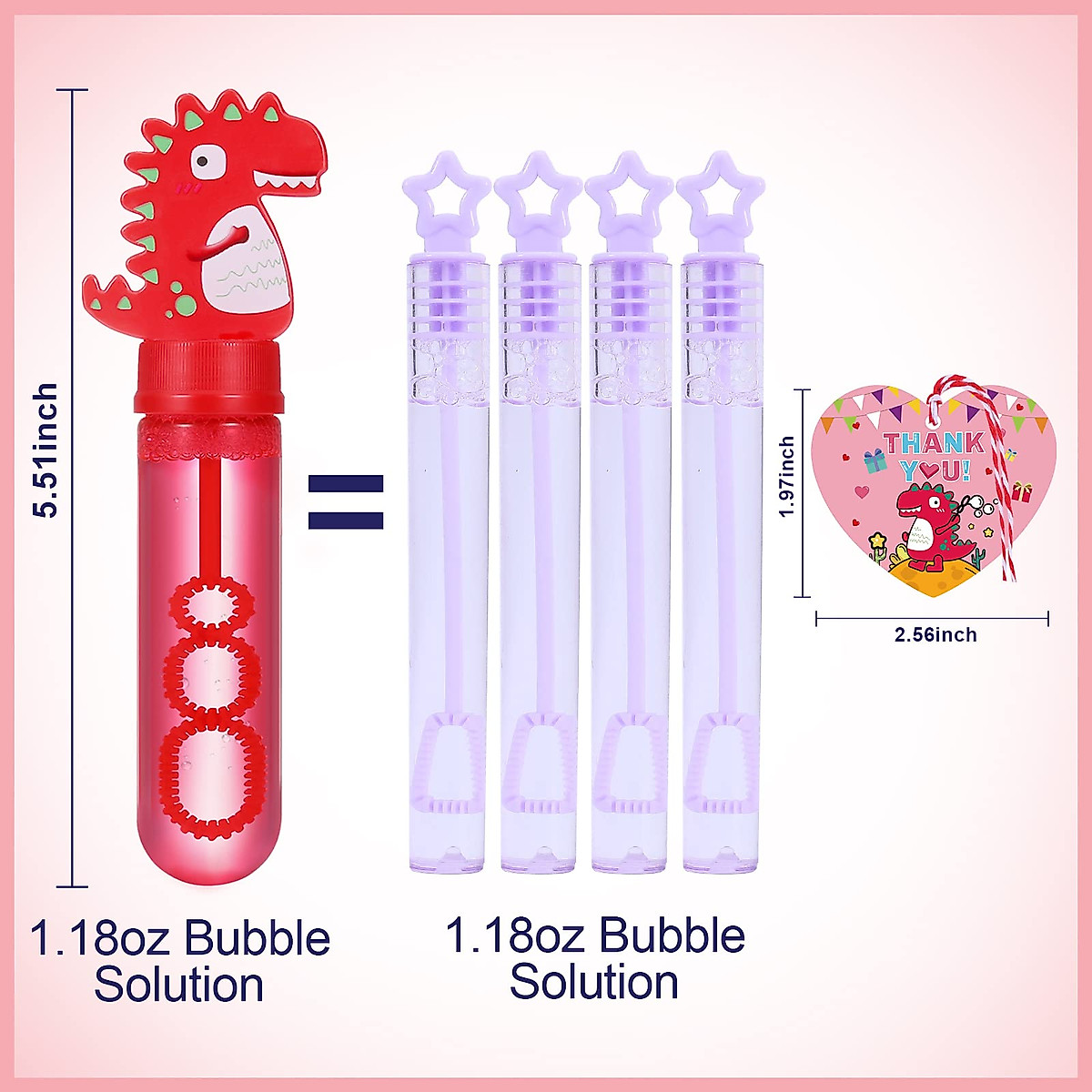 24Pcs Dinosaur Bubble Wands, Dinosaur Birthday party favors, Bubbles for Kids,Outdoor Toys, Goodie Bags Filler, Bubble Blowing Toys,Prize Boxes.(with 24 Gift Cards)