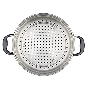 Anolon Advanced Hard-Anodized Dutch Oven Multipurpose Steamer Set, 8.5-Quart, Graphite