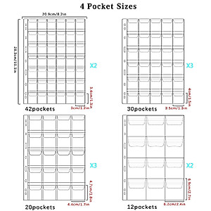 Homgaty 10 Sheets Coin Collection Supplies, Coin Pocket Page Coin Holders Stamp Binder Sheets Currency Collecting Album Book Sleeves (12, 20, 30 and 42 Pocket Pages)
