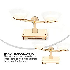 Baluue Wooden Balance Scale Toy Montessori Math Materials Preschool Educational Learning Development Toys for Children Students