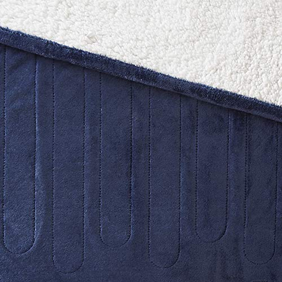 Woolrich Heated Plush to Berber Electric Blanket Throw Ultra Soft Knitted , Super Warm and Snuggly Cozy with Auto Shut Off and Multi Heat Level Setting Controllers, Throw: 60x70", Indigo