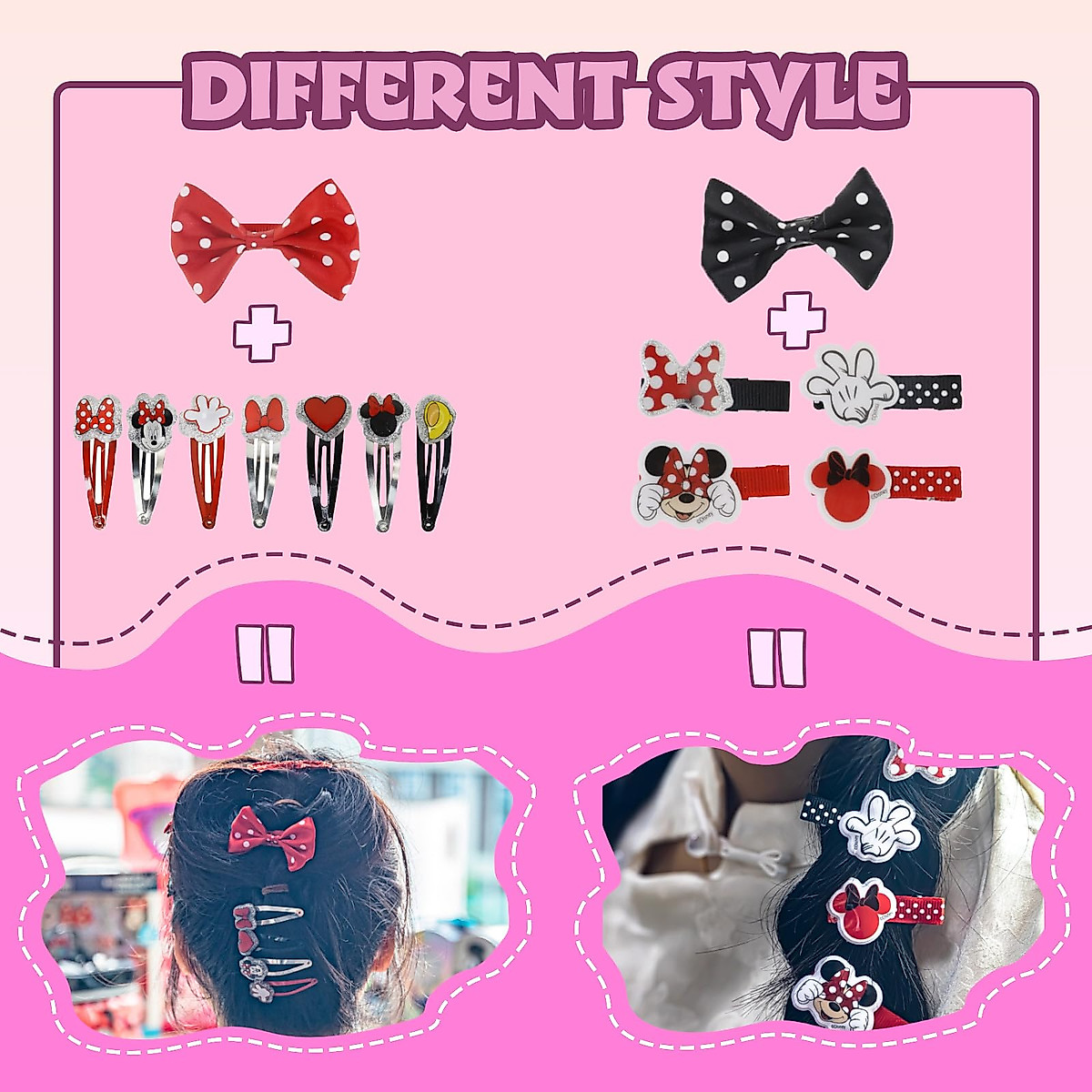 Disney Minnie Mouse Hair Accessories Set for Kids, Perfect for Parties, Sleepovers and Makeovers, Ages 3+, By Townley Girl