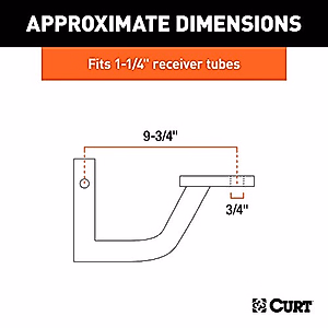 CURT 45507 Vertical Trailer Hitch Ball Mount, Fits 1-1/4-Inch Receiver, 3,500 lbs, 3/4-Inch Hole, 2-1/4-Inch Drop