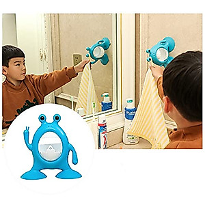Cartoon Frog Fun Kids Toothbrush Holder with Suction Cup for Bathroom,Toothpaste Holder with Cup for Mounting on Smooth Wall for Toddler Kids Baby Boys Girls in Bathroom Shower Bedroom Office (Blue)