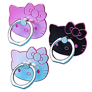 Cat Phone Ring Holder Cute Kitty 3 Pack,Fonessary Metal Finger Ring Grip Kickstand 360 Rotate for Smartphones