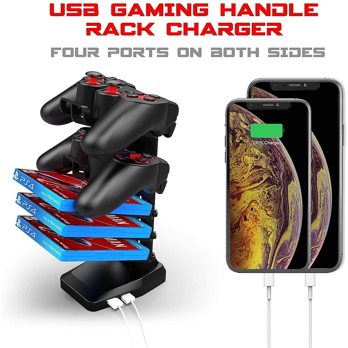 VITESSE 55 Inch Ergonomic Gaming Desk, Z-Shaped Office PC Computer Desk with Large Mouse Pad, Gamer Tables Pro with USB Gaming Handle Rack, Stand Cup Holder&Headphone Hook (Black, 55 inch)