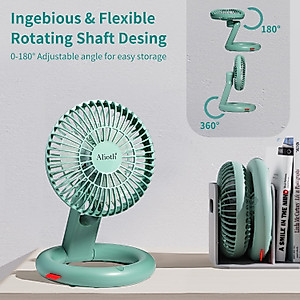 Alioth Portable Desk Fan, Personal Fan,Foldable and Rechargeable, 3 Speeds Super Quiet Battery Operated Fan for Office, Home, Outdoor (White)