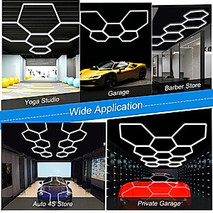 LZHOME Hexagon LED Garage Light: 25 Pack Updated Bigger Size, 26400LM Super Bright Car Detailing Ceiling LED Shop Light for Warehouse Workshop Gym Basement Car Care Wash Room