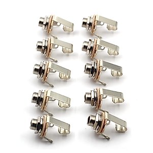 Electric Guitar Output Jack, Switchcraft #11 1/4 Guitar Jack, Audio Jack for Quarter Inch Cable, Nickel Plate Contact, Mono Output Jack, Bulk Lot of 10