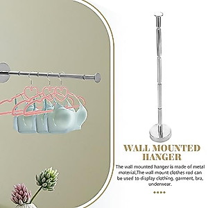 Angoily Wall Mount Clothes Bar Iron Pipe Hanger Holder Organizer Garment Holder Rack Spacer Saver for Home Bedroom Bathroom Silver