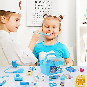 Kids Doctor Kit for Toddlers 3-5 Boys Girls,32 Pcs Toddler Dress Up Pretend Play Dentist Medical Kit Kids Doctor Playset with Stethoscope Costume Gifts Educactional Toys for 3 4 5 Year Old Boys