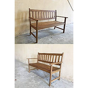 Outdoor Patio Bench Wood Garden Bench Park Bench Acacia Wood for Pool Beach Backyard Balcony Porch Deck Garden Wooden Furniture, Natural Oiled, Best Outdoor Wood Bench - 48"W x 22"D x 33"H