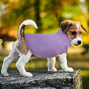 FUAMEY Dog Fleece Vest,Warm Sweatshirt Puppy Stretchy Sweater Pullover Dog Turtleneck Coat Dog Winter Jacket with Leash Hole,Doggie Dachshund Sweaters Yorkie Clothes for Small Medium Dogs