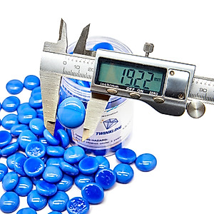 TWINKLING High Luster Round Fire Pit Glass Stones,Glass Marbles,Glass Pebbles,Glass Beads Gems Chips for Fire Pit Vase Fillers Crafts Aquarium Garden Decoration,17-19mm,1-Pound Jar (Blue Porcelain)