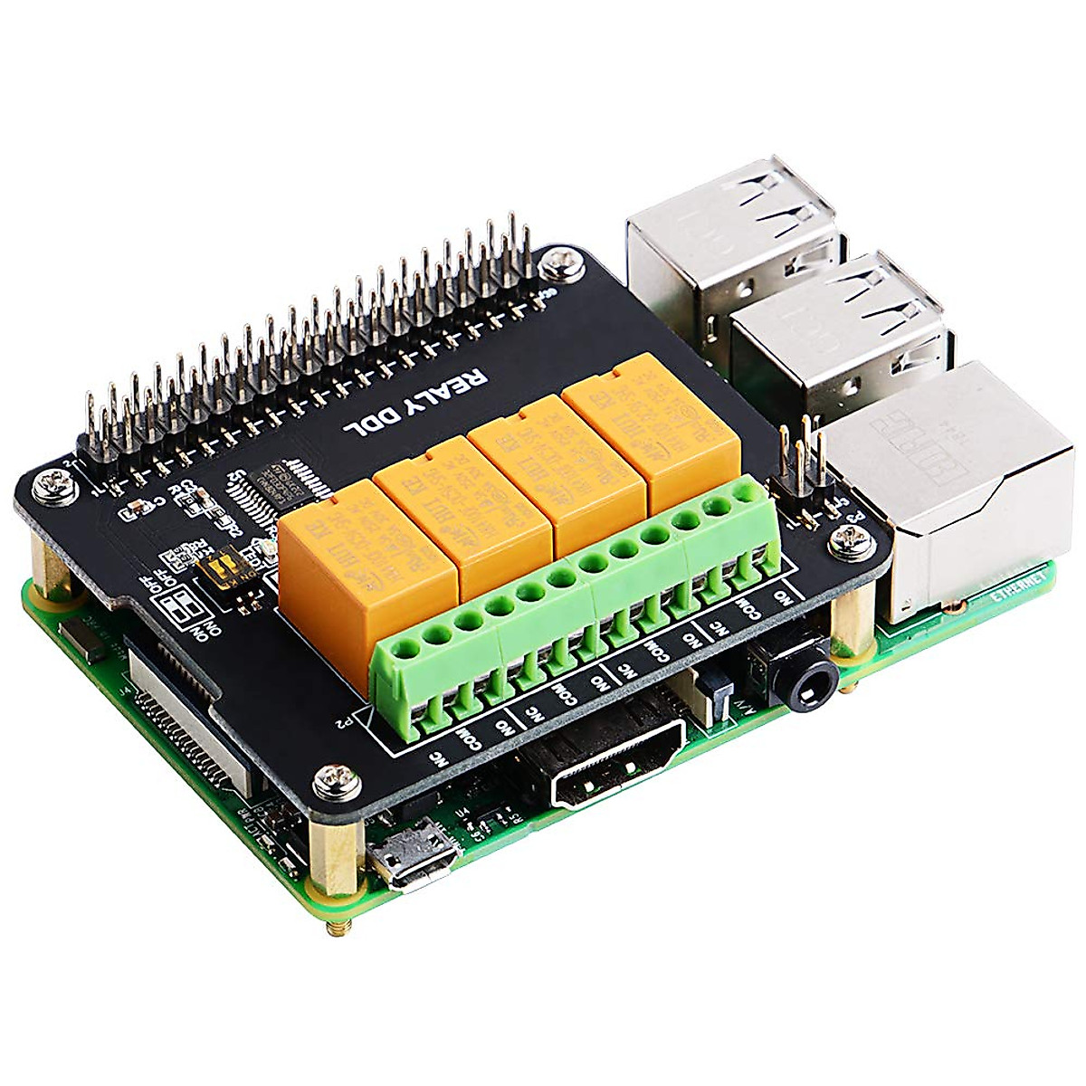 GeeekPi 4 Channel Relay Board Module for Raspberry Pi, Power Relay Module for Raspberry Pi 4B & Raspberry Pi 3 Model B+ & Raspberry Pi 3/2 Model B (No Programming Required/Programmable)
