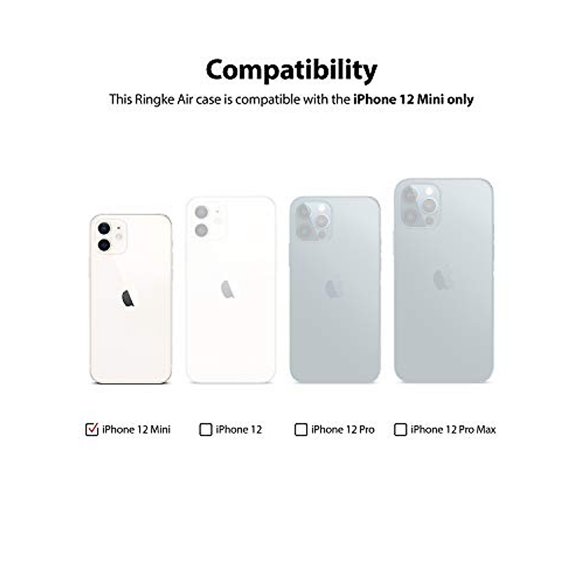 Ringke Air Shoulder Strap Compatible with iPhone 12 Mini Case, Crossbody Necklace Lanyard with Clear TPU Silicone Phone Back Cover for 5.4-inch (2020) - Smoke Black