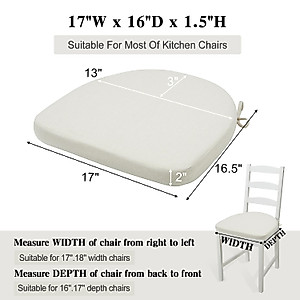 EzKamfort Chair Cushions for Kitchen Chairs - Memory Foam Chair Pads and Cushions Set of 4, Non Slip Chair Pads Cushion with Ties, Indoor Chair Cushion Dining Room Chair Pads Seat Cushion Dining Chair