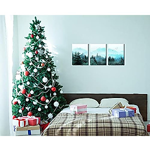 Mofutinpo Canvas Wall Art Fresh Fog Forest Modern Nature Wall Decor for Bedroom Bathroom Living Room Stretched and Framed Ready to Hang 12x16 Each Panel