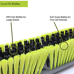 PHYEX 18” Push Broom with Adjustable Long Handle, Multi-Surface Floor Scrub Brush for Cleaning Deck, Patio, Garage, Driveway