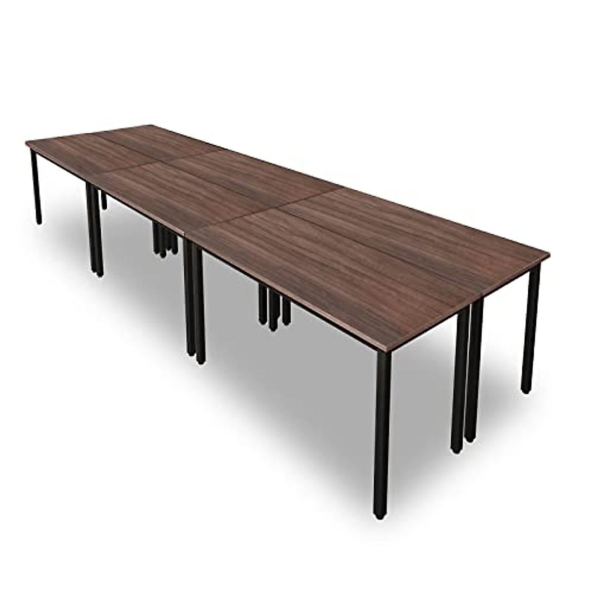 Bonzy Home Conference Tables 14ft Office Computer Desk for Meeting Room Study Writing Printer Table Office Computer Desk for 16 People Save Space Design Rustic Vintage Walnut 6PCS (165.3"x47.2"x29.5")