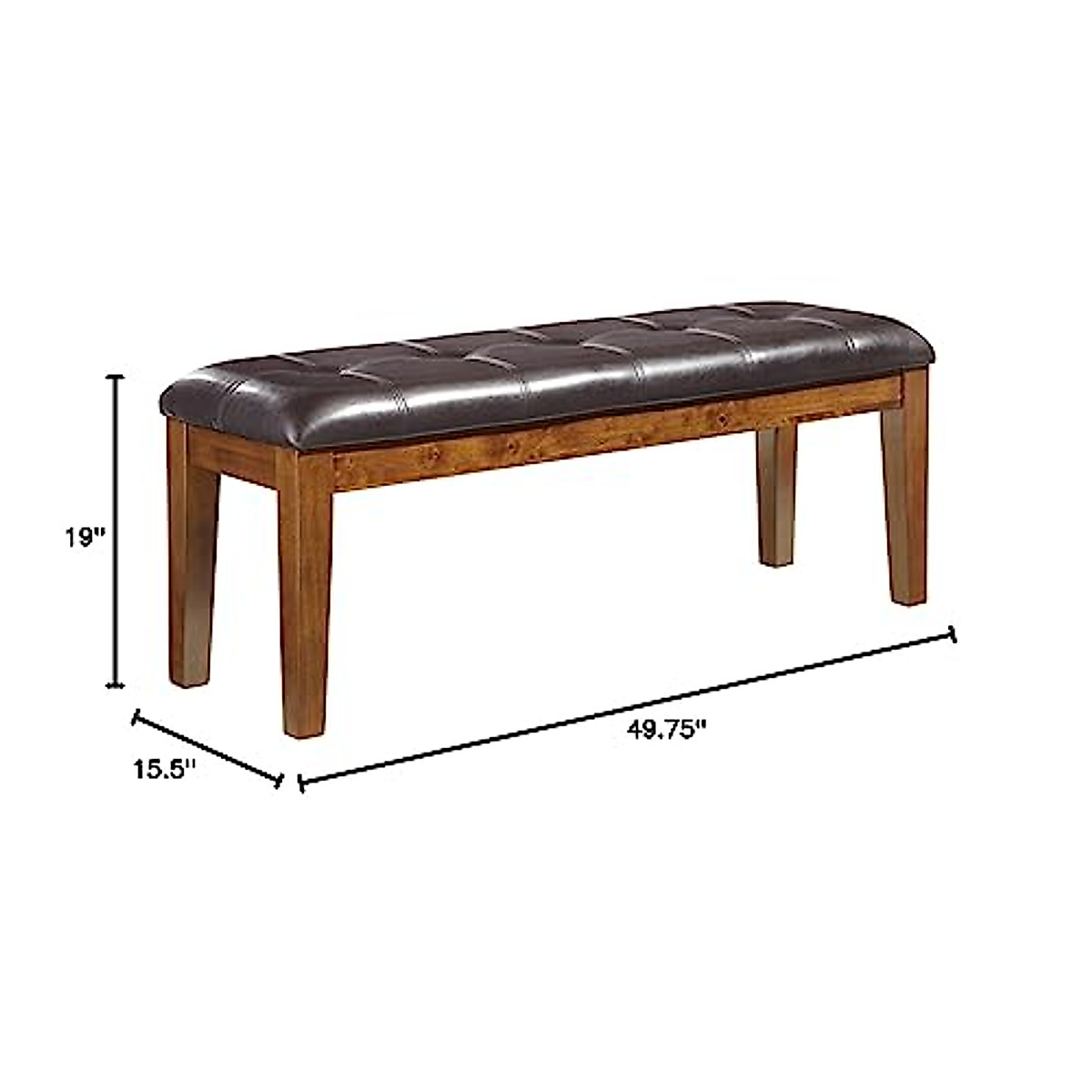 Signature Design by Ashley Ralene Tufted Upholstered Dining Room Bench, Medium Brown