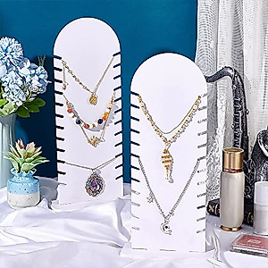 PH PandaHall Wood Necklace Display Stand, 12 Slots White Jewelry Holder Necklace Display Board Necklace Organizer Chain Storage Holder for Jewelry Display and Storage, 12.8 inch High