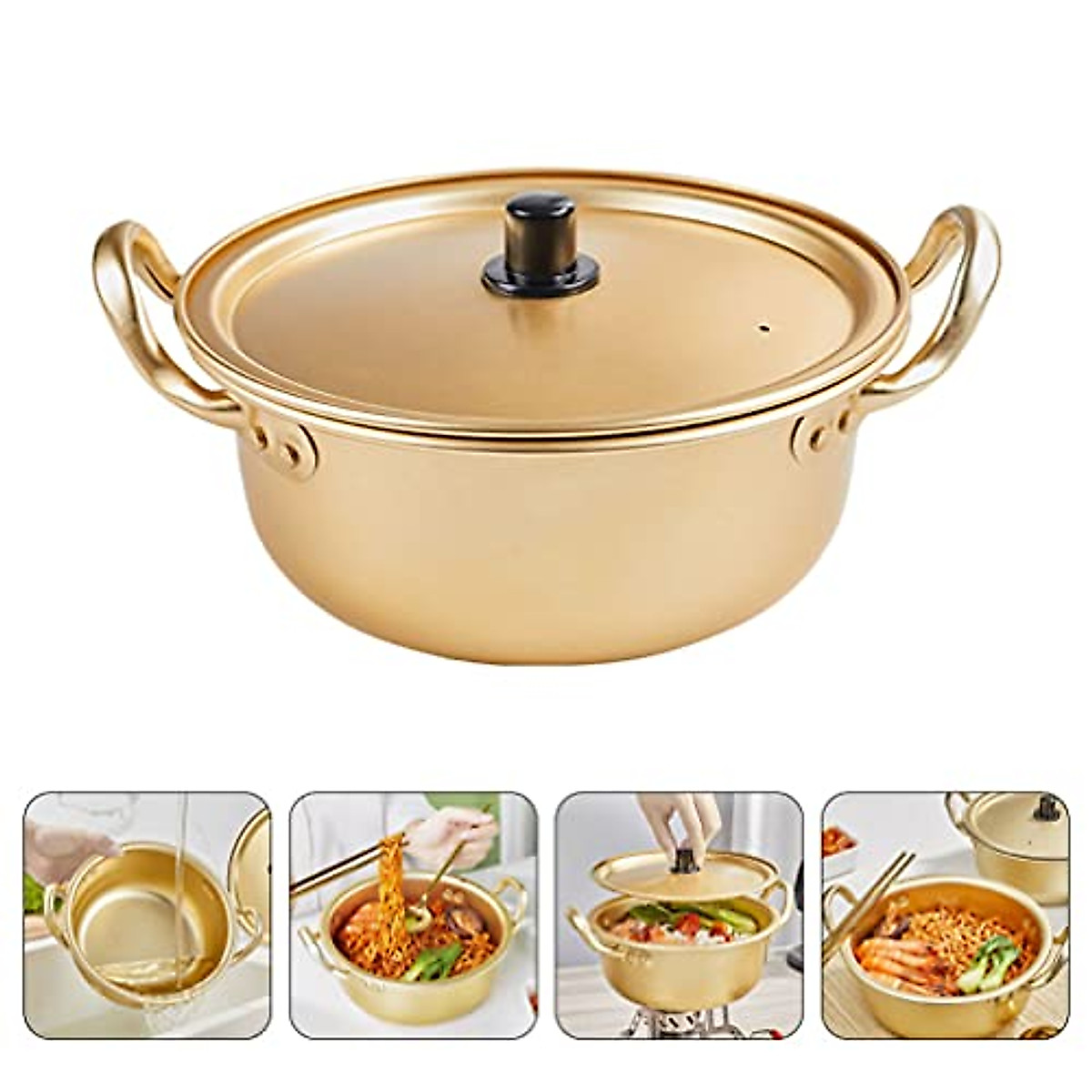 Korean Ramen Cooking Pot Ramen Noodle Pot Aluminum Noodle Pot Fast Heating For Kitchen Cookware for Cooking Soup Pasta Stew Japanese Noodles Food Food Food Korean Noodle Pan