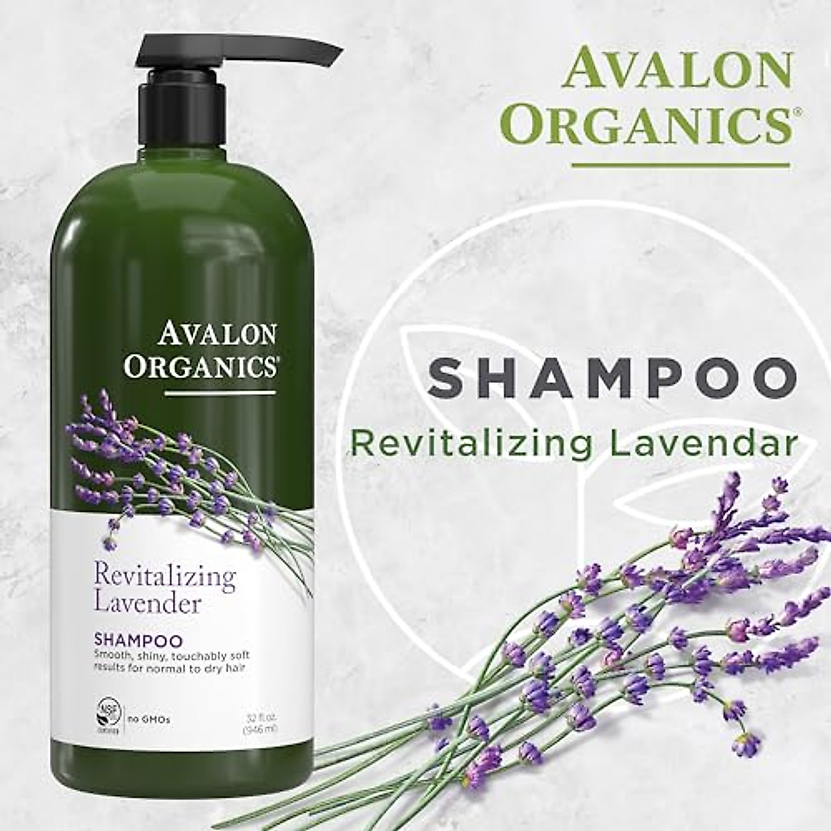 Avalon Organics Revitalizing Lavender Shampoo, For Smooth, Shiny, Touchably Soft Hair For Normal To Dry Hair, 32 Fluid Ounces