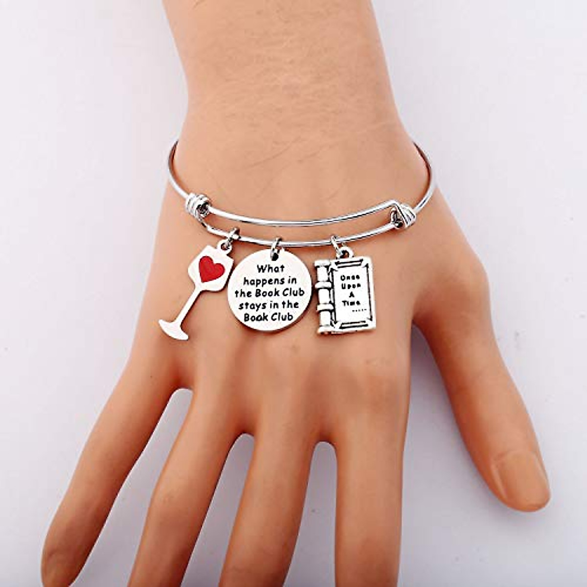 CENWA Book Club Gifts What Happens In The Book Club Stays In The Book Club Bracelet Book Lady Book Lover Gift (Book Club Br)