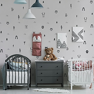 Baby RyRo London Stylish Animal Wall Decals - Charming Jungle Nursery Decor, Nordic Style Safari Wall Decals for Baby Room Decor, Black & White Jungle Wall Decals, Peel and Stick.