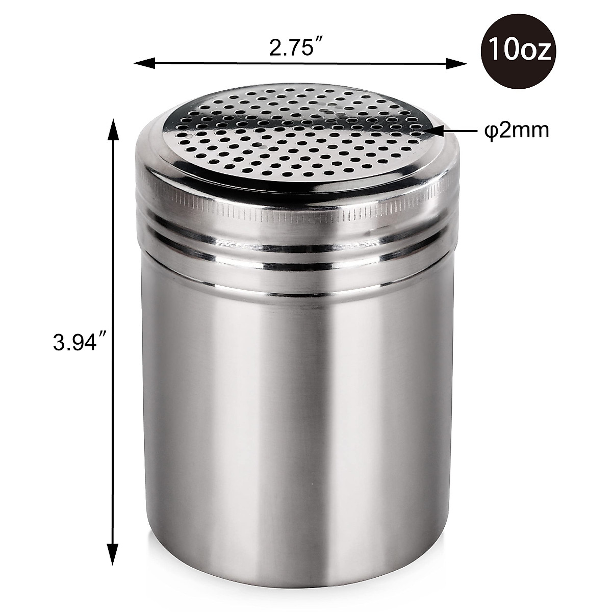 New Star Foodservice 28478 Stainless Steel Dredge Shaker, 10-Ounce, Set of 2