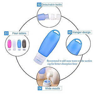 evron Travel Bottles for Toiletries,Tsa Approved Silicone Refillable Travel 3oz Containers BPA Free Leak Proof Liquid Travel Accessories for Conditioner,Shampoo (T7)