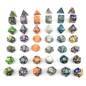 SmartDealsPro Double-Colors Polyhedral Dice Sets with Pouches for D&D DND RPG MTG Dungeon and Dragons Table Board Roll Playing Games D4 D6 D8 D10 D% D12 D20 (6-Color Sets)