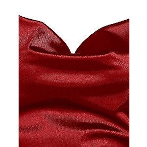 ZAFUL Women's Satin Sleeveless Spaghetti Strap Mini Dress Sexy Slip Cowl Neck Silky Cocktail Party Dresses(Red, S)