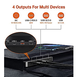 Portable Solar Panel, 80W Solar Charger with DC Output for Power Station Generator Camping RV Monocrystalline Foldable Solar Panel Battery Charger for Phones Laptop Tablet Camera
