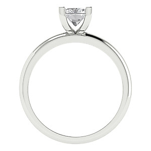 Clara Pucci 1.0 ct Emerald Cut Solitaire Genuine Moissanite Wedding Bridal Designer Anniversary Engagement Ring in 14k White Gold