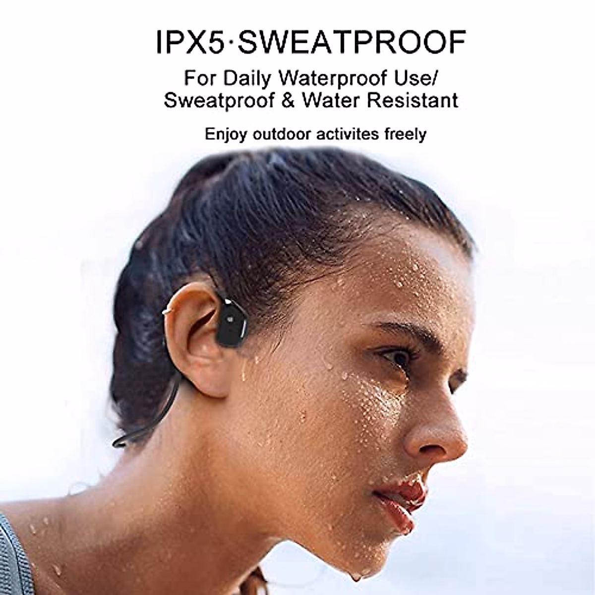 AIFMY Open Ear Wireless Air Conduction Headphones for Sports, Bluetooth 5.1Not in-Ear Headset with Mic,Black